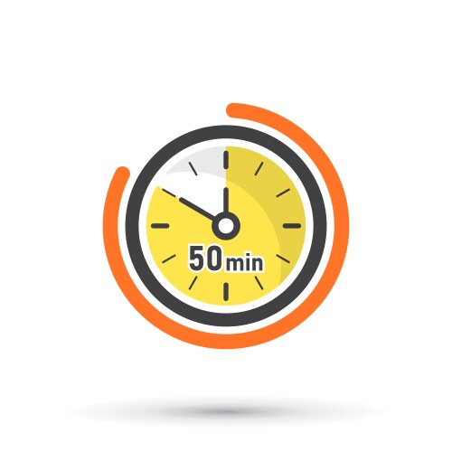 50 minutes on stopwatch icon in flat style clock Vector Image