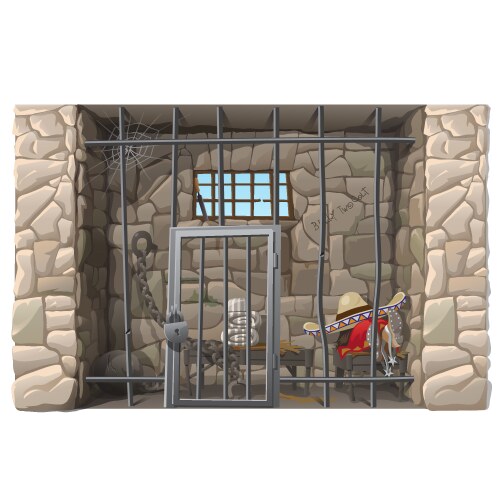Artistic drawing prisoner in prison cell Vector Image