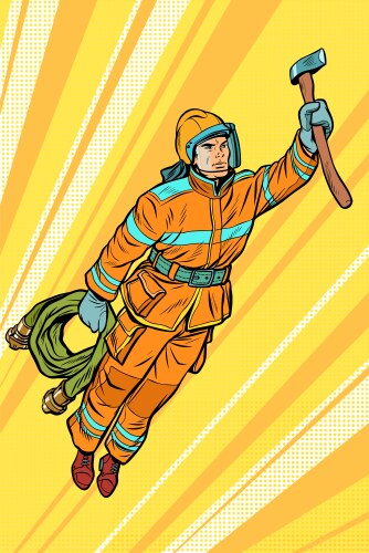 Firefighter rushes to help fire hose Royalty Free Vector