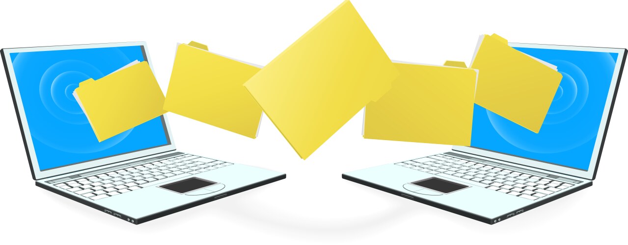 Laptop computer transferring files securely Vector Image Laptop computer transferring files securely Vector Image