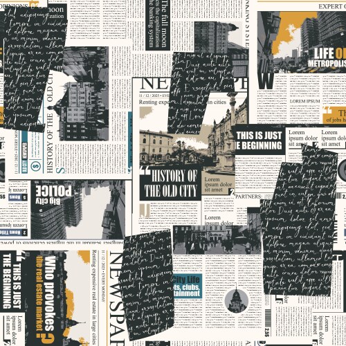 Seamless pattern with collage of newspaper Vector Image