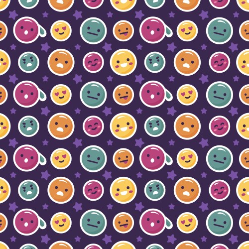 Crowded smiley emoticons pattern template Vector Image