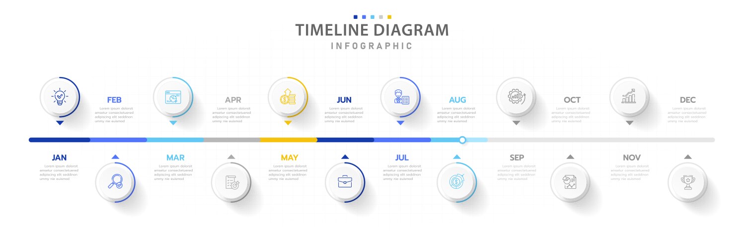 Infographic 12 month timeline diagram with 5 topic