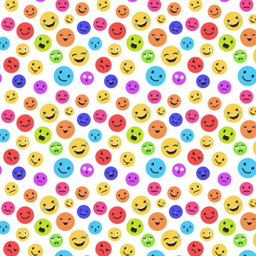 Different colorful smile emoticons pattern Vector Image