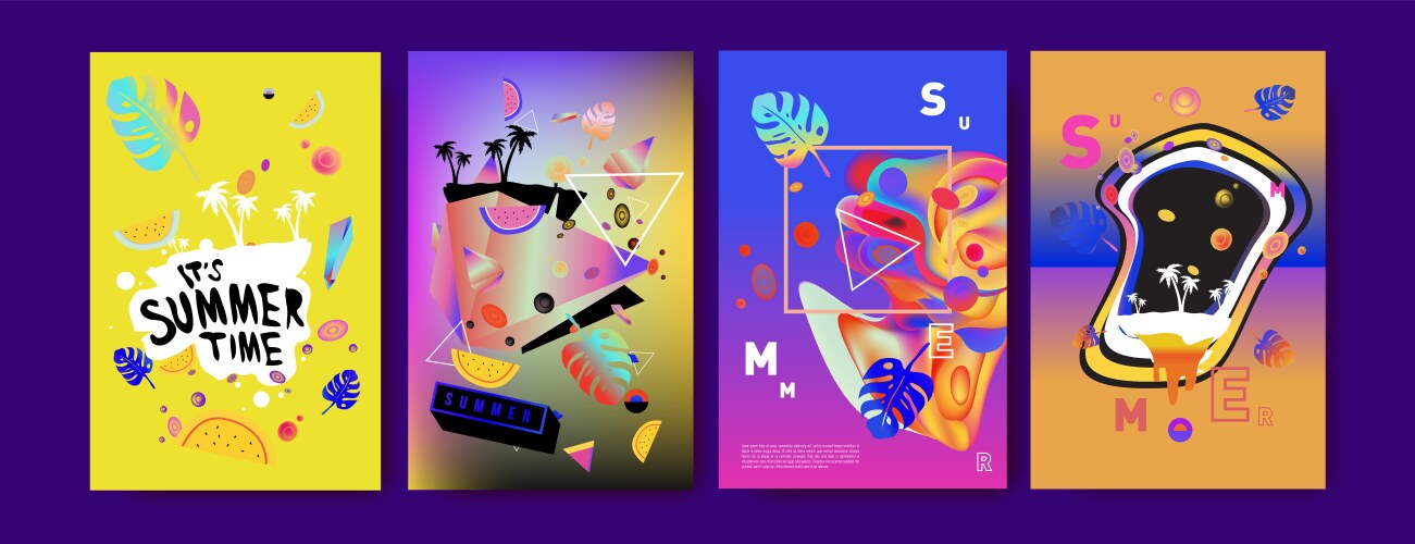 Colorful summer poster set tropical design Vector Image
