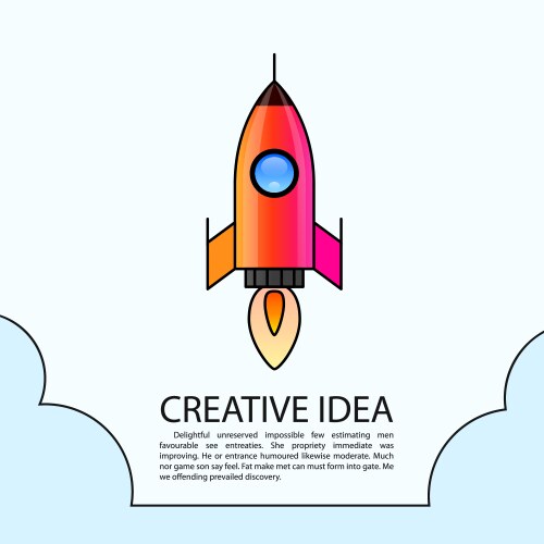 Rocket space ship in flat style Royalty Free Vector Image