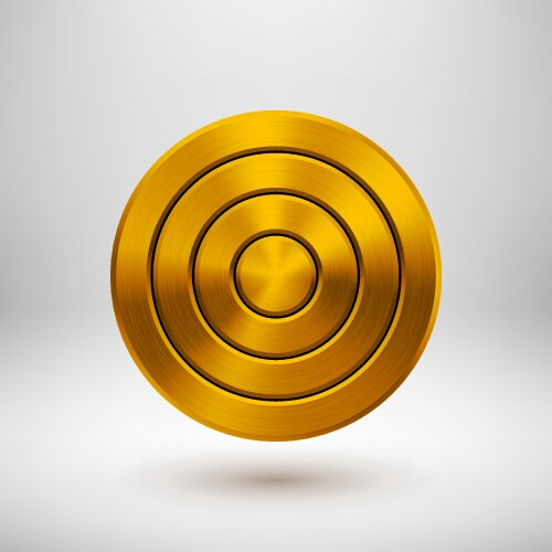 Gold technology circle metal badge Royalty Free Vector Image