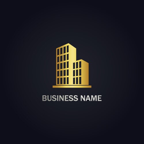 Gold building house logo Royalty Free Vector Image