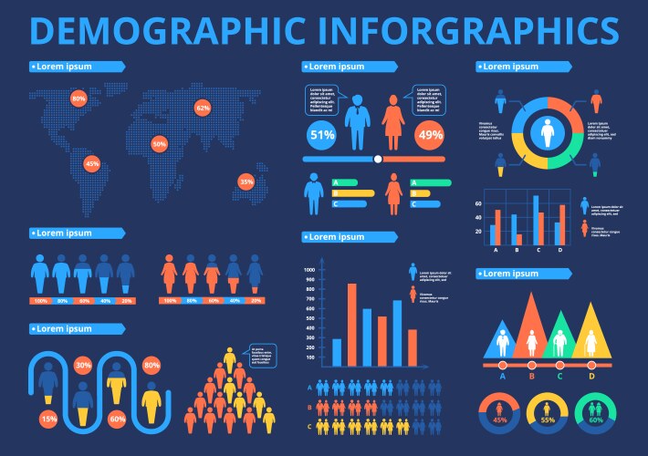 Aging population infographic Royalty Free Vector Image