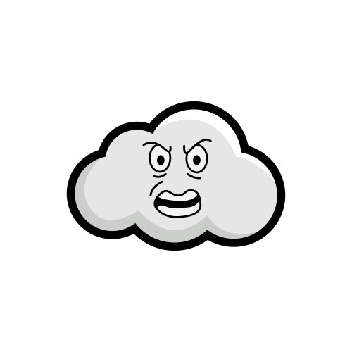 Cartoon angry cloud face expression Royalty Free Vector