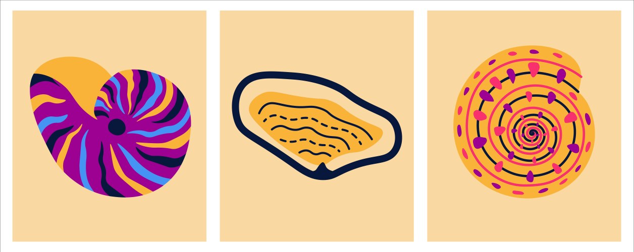 Cartoon shells summer ocean animals marine Vector Image