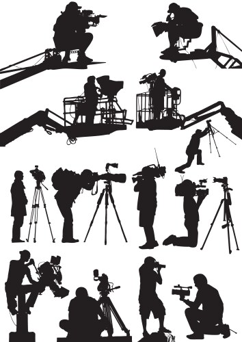 Cameramen and film set equipment Royalty Free Vector Image