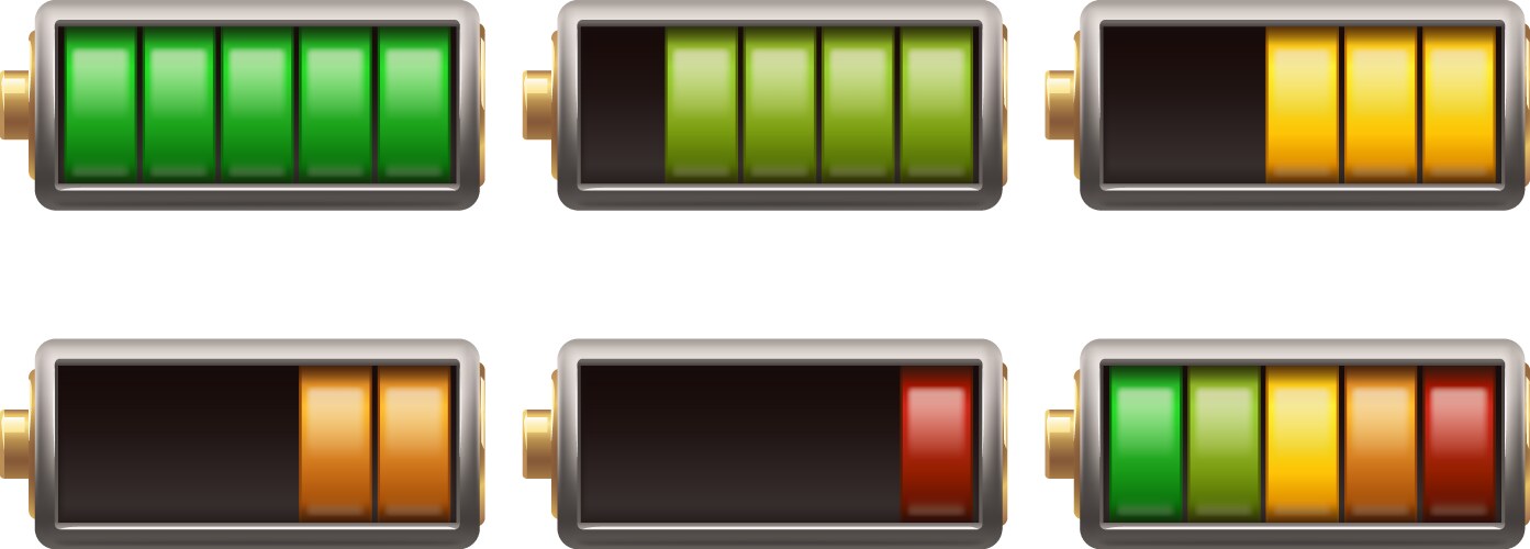Cartoon battery set Royalty Free Vector Image - VectorStock