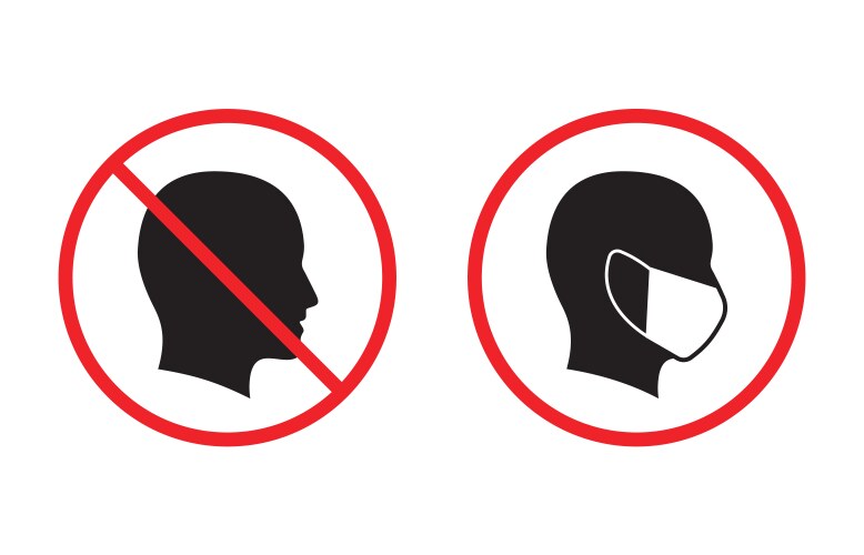 People with and without mask no entry Royalty Free Vector