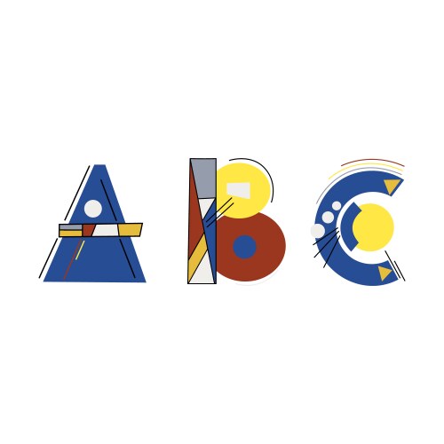 Abcd alphabet letters in kandinsky style Vector Image
