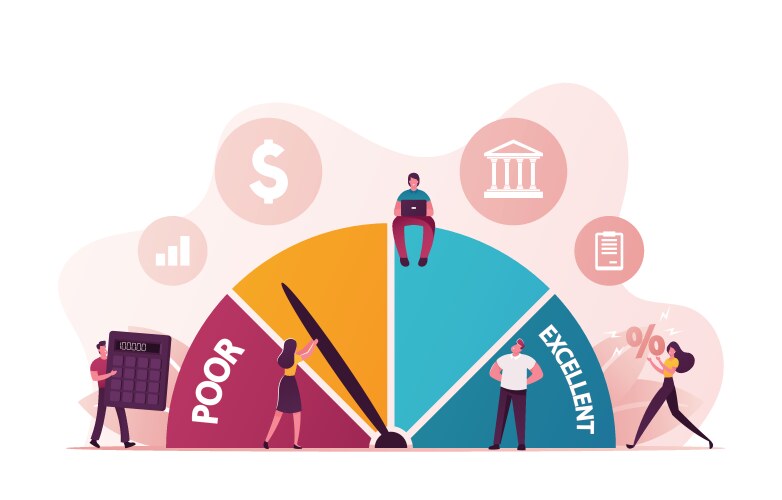 Bad credit score rating indicator isolated Vector Image