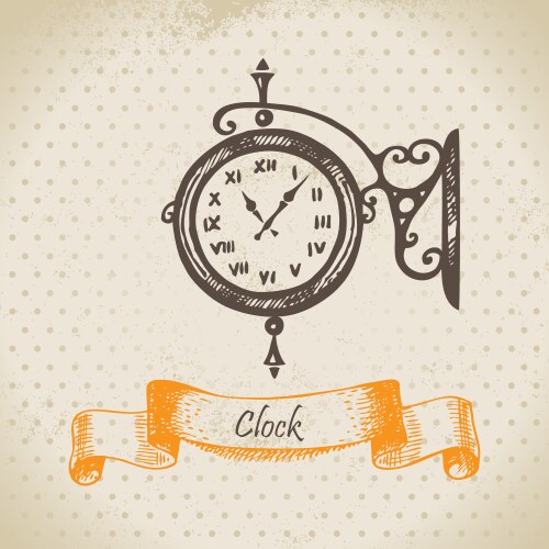 Hand drawn set of clocks and watches Royalty Free Vector
