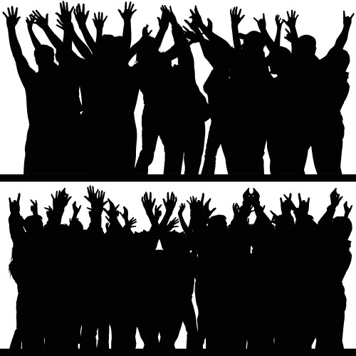 Crowd people cheering cheer hands up applause Vector Image