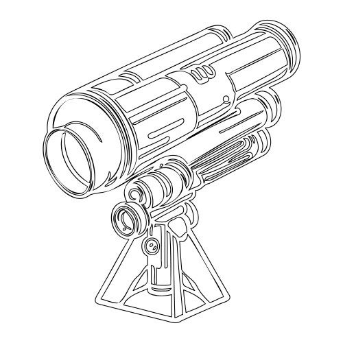 Telescope outline sketch Royalty Free Vector Image