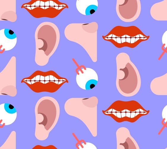 Human sensory organs pattern seamless nose ear Vector Image