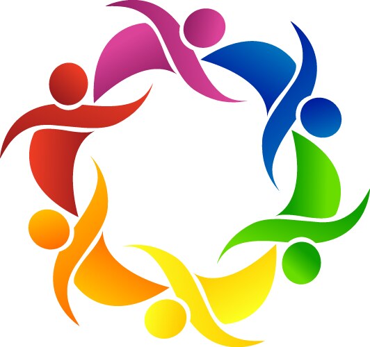 Teamwork hi unity people logo design Royalty Free Vector