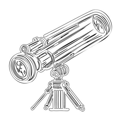 Telescope outline sketch Royalty Free Vector Image
