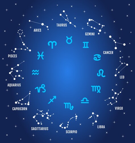 Constellation stars zodiac signs in space Vector Image