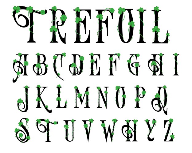 Retro font with floral letters and numbers Vector Image