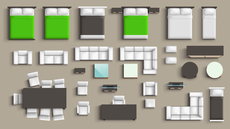 Interior top view office furniture design Vector Image