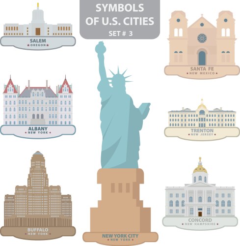 Symbols of us cities Royalty Free Vector Image