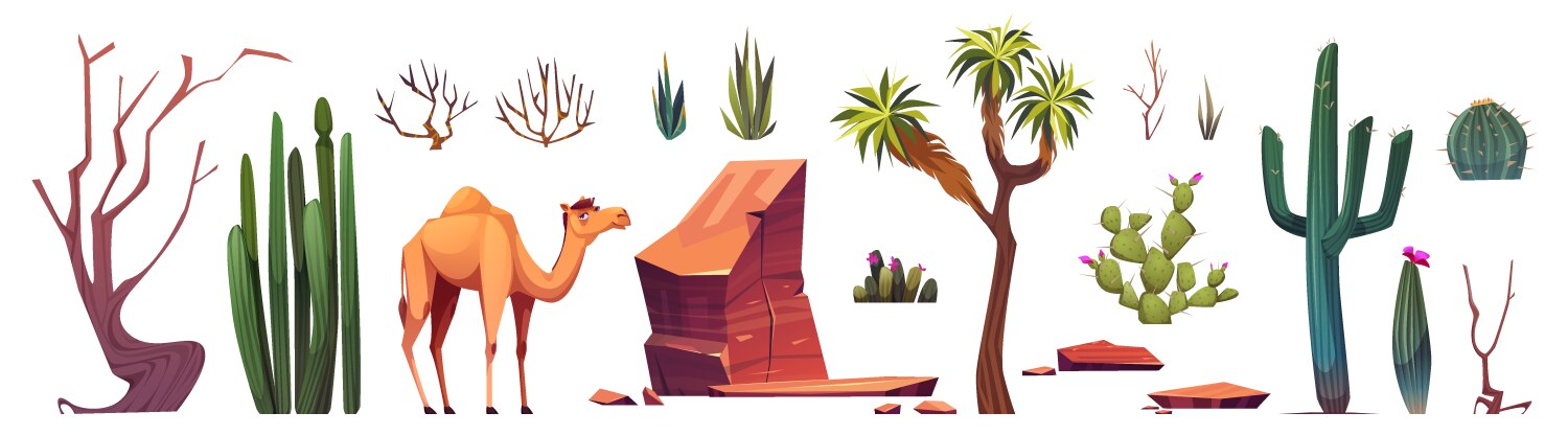 Desert landscape elements for scene Royalty Free Vector