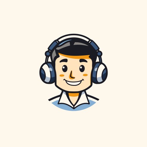 Boy with headphones cartoon character smiling Vector Image