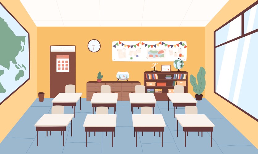 Empty school classroom interior Royalty Free Vector Image
