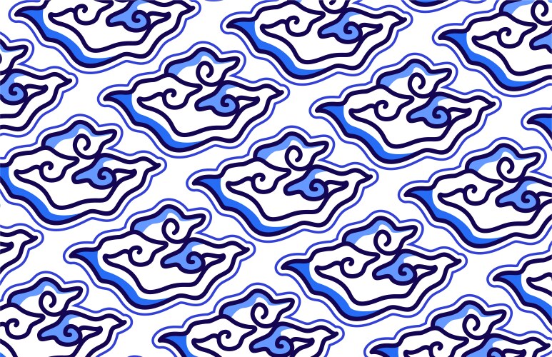 Blue and white batik pattern Royalty Free Vector Image