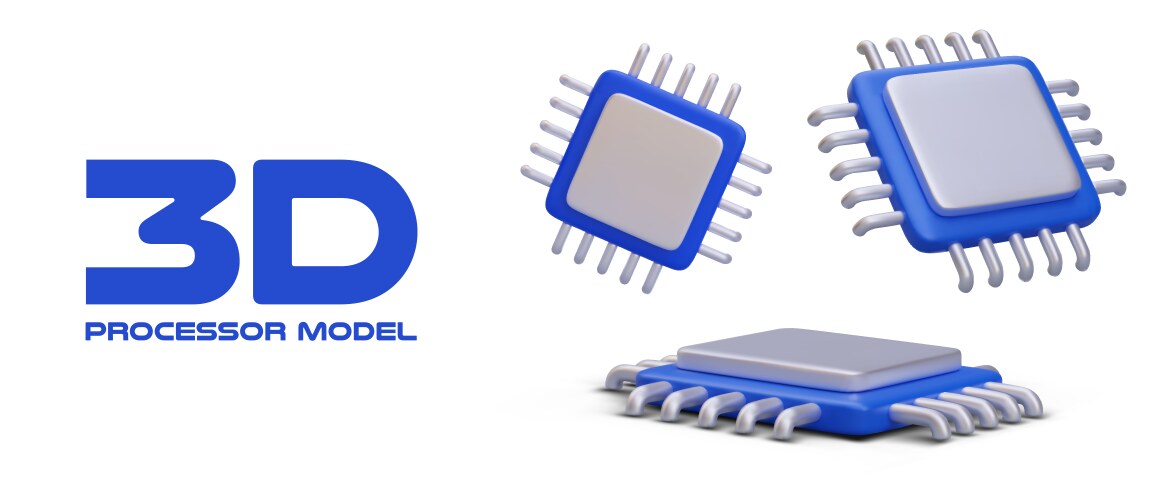 Realistic processor in different positions Vector Image