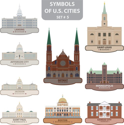 Symbols of us cities Royalty Free Vector Image