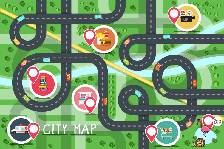 Seamless pattern top view of roads Royalty Free Vector Image