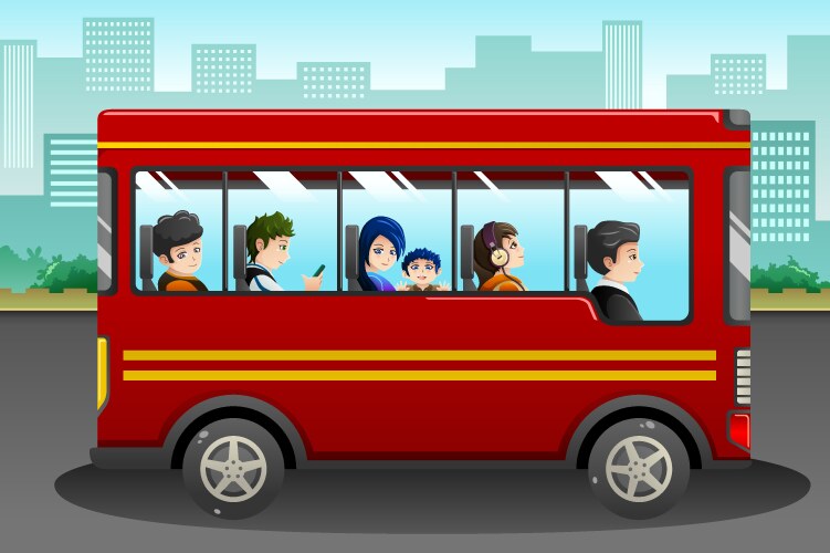 People in a bus Royalty Free Vector Image - VectorStock