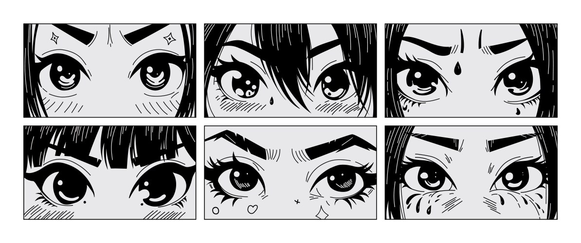 Asian female face look manga style Royalty Free Vector Image