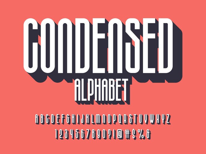 Mercurio inline font typeface alphabet condensed Vector Image