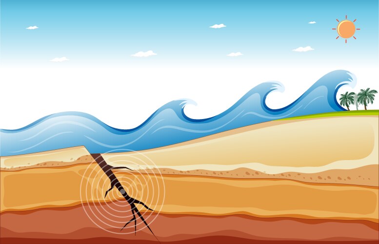 Realistic earthquake with ground crevices Vector Image