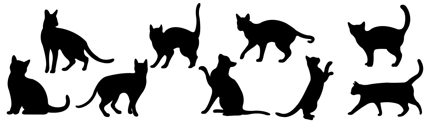 Four black cat set peeking kitten family looking Vector Image