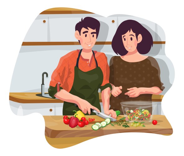 Woman cooking Royalty Free Vector Image - VectorStock