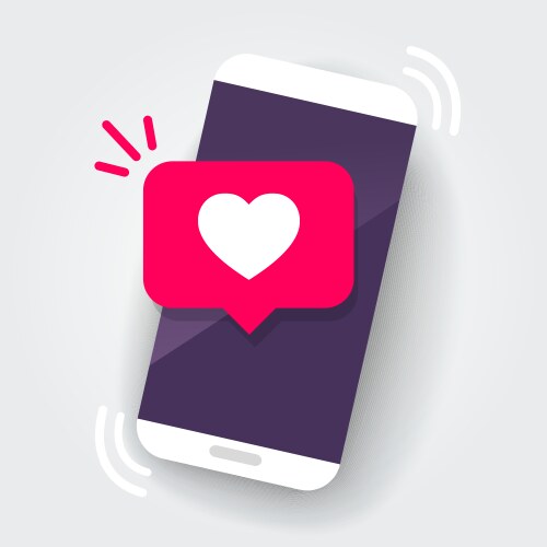 Smartphone screen with message heart speech Vector Image