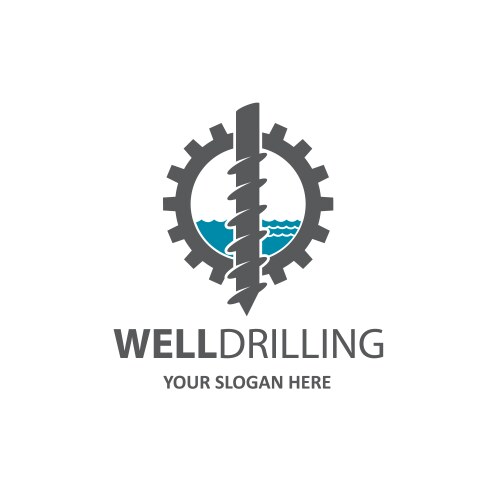 Water well drilling set Royalty Free Vector Image
