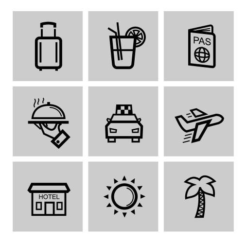 Art travel office and web icons Royalty Free Vector Image