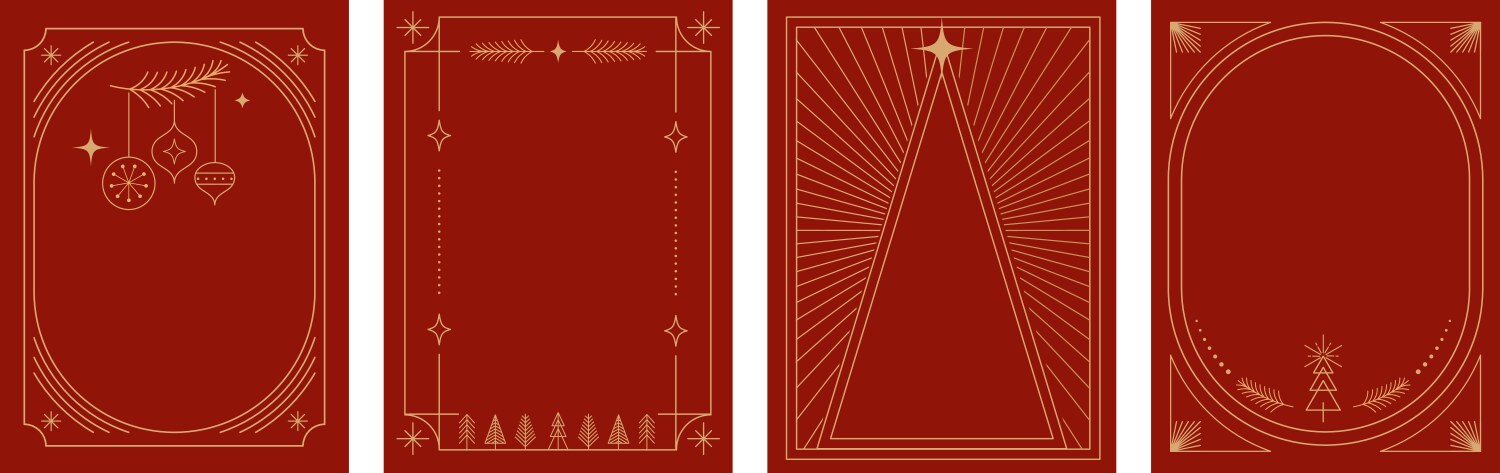 Christmas art deco frames merry Royalty Free Vector Image
