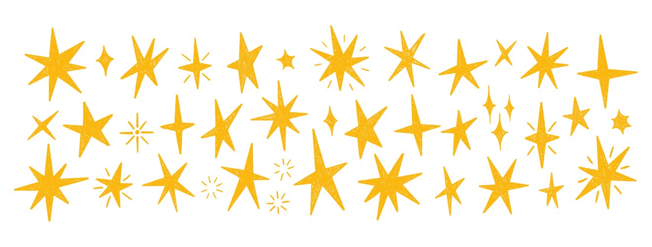 Stars crayon hand drawn set Royalty Free Vector Image