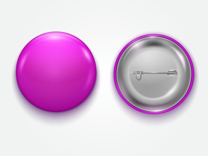 3d realistic pink blank round button badge Vector Image