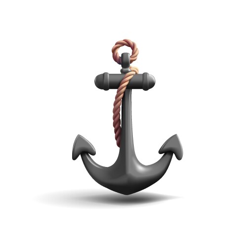 Realistic anchor with rope Royalty Free Vector Image